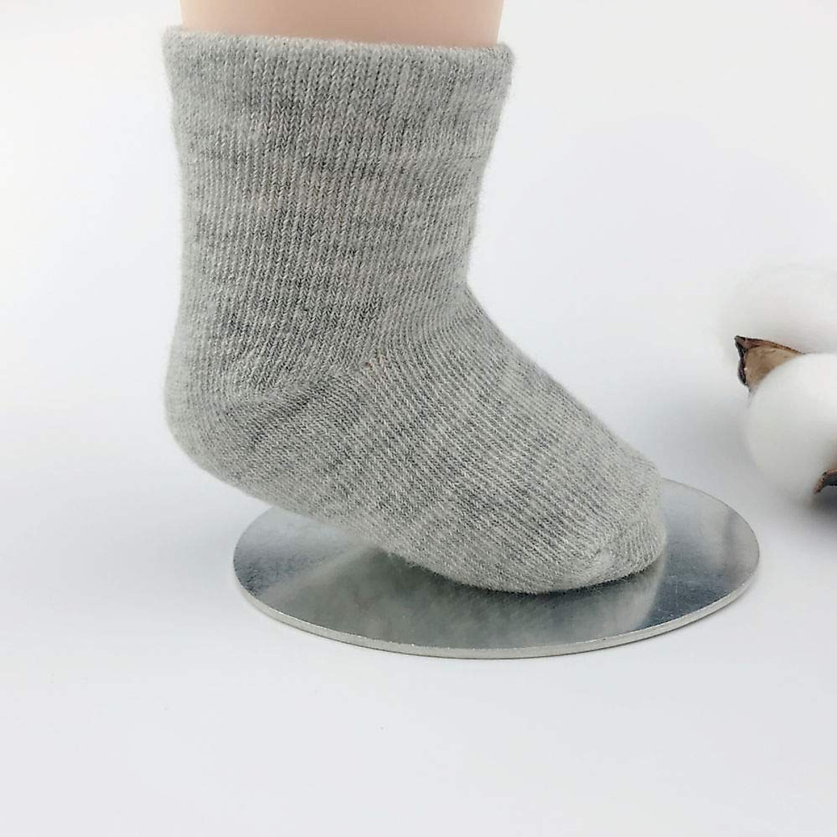 WAFUNNE Baby Socks for Toddler Boys Girls Cotton Crew 3-5T 12 Pairs Gray G0L