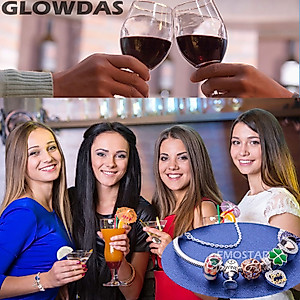 Wine Glass Cup Charms fit Pandora Valentines Day Bracelet, 925 Sterling Silver Wine Bottle Beads with Red CZ, Cocktail Goblet Charm, Birthday Gifts for Wedding/Nana/Wife/Couple