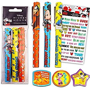 Disney Mickey Mouse Pen Set ~ Bundle Includes Three Mickey Gel Pens, Bookmark, and Stickers (Mickey Mouse Office Supplies)