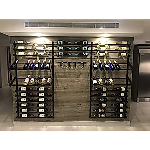 VintageView Wall Series-Stemware Wall Mounted Wine Glass Rack (Satin Black) Stylish Modern Wine Storage with Label Forward Design