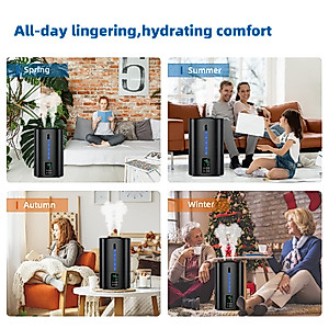 6L Humidifiers for Bedroom Large Room Home, Cool and Warm Humidifiers for Baby and Plants Mist Top Fill Desk Humidifiers Essential Oil Diffuser, Quiet with Adjustable Mist,360°Nozzle-Black