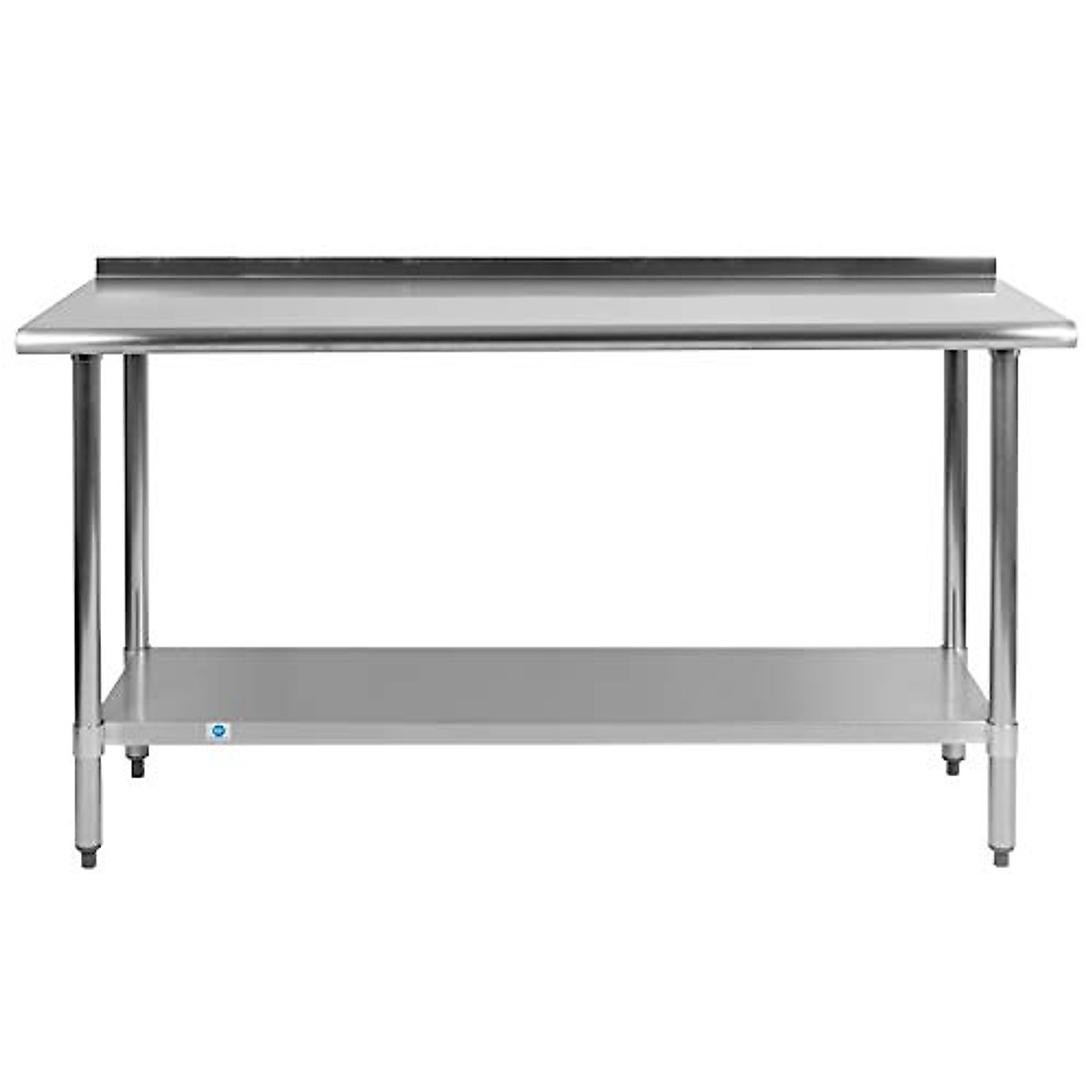 EMMA + OLIVER Stainless Steel 18 Gauge Kitchen Prep and Work Table with Backsplash and Shelf, NSF - 60" W x 24" D