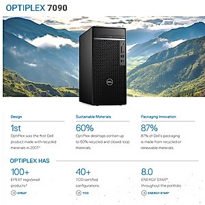 Dell OptiPlex 7000 Series 7090 Tower Business Desktop, Intel Core i7-11700, 32GB RAM, 1TB SSD, DVD-RW, Display Port, Wired Keyboard & Mouse, Wi-Fi, Windows 11 Pro