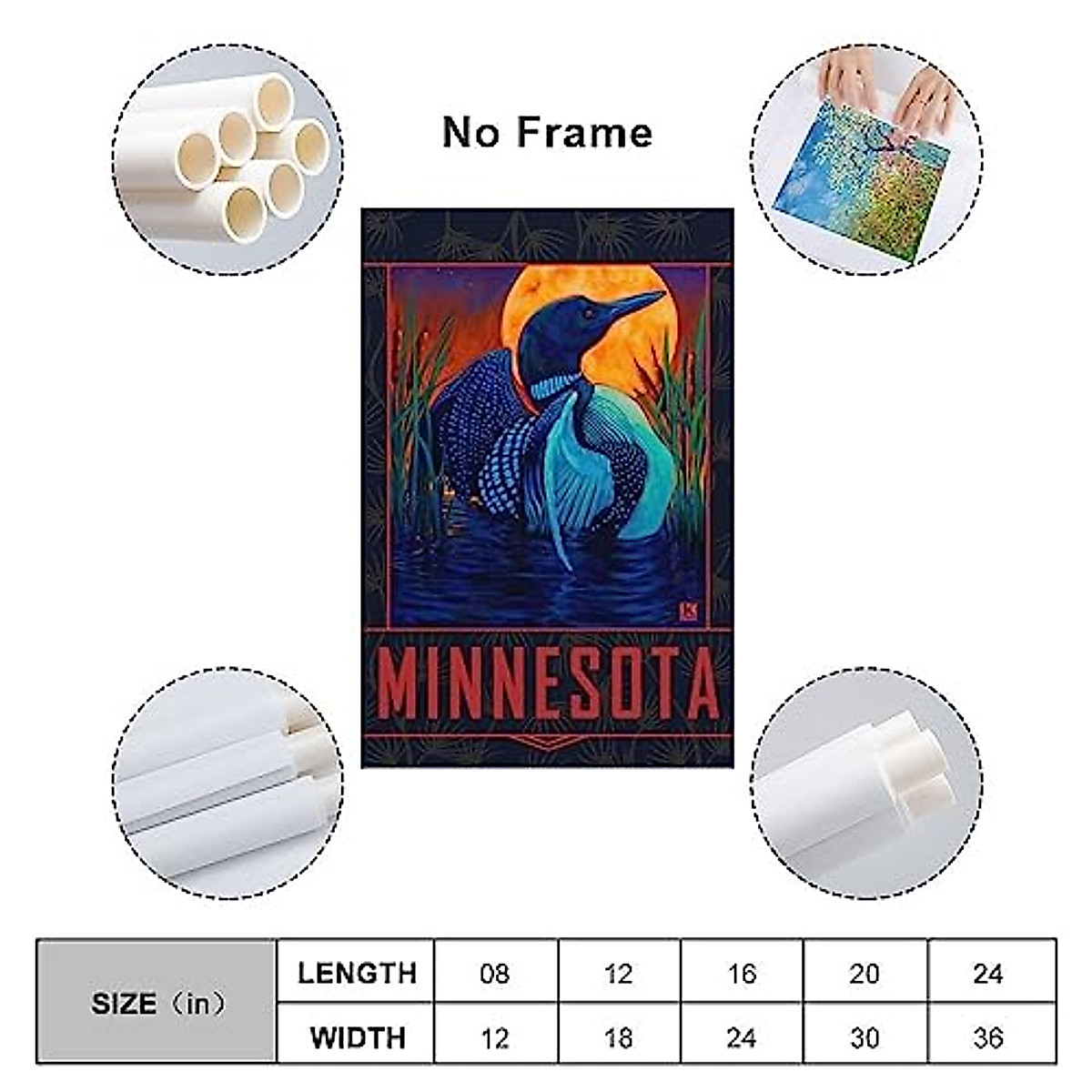 AAHARYA Modern Art Poster Minnesota Moondance Loon Art Print Poster Wall Art Decor Canvas Painting Posters And Prints Wall Art Pictures for Living Room Bedroom Decor 08x12inch(20x30cm) Unframe-style