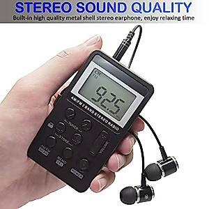SWDSTP AM/FM Personal Portable Radio, Pocket Radio with Digital Tuning LCD Display, Rechargeable Walkman Radio with Sterio Earphone, Small Radio with Removable Belt Clip for Walking, Jogging