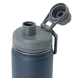 STOVER 25oz Insulated Water Bottle, Wide Mouth Double-Walled Stainless Steel- Vacuum Sealed, Leakproof, Durable, Slim Design Fits in Cup Holder- Flip Top Lid/Spout for Travel- Women/Men (Navy Blue)