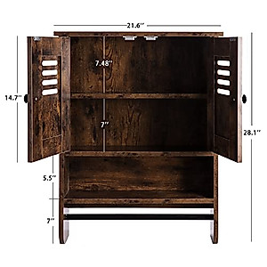 FUMOMEK Bathroom Cabinet Wall Mounted with Door, Bathroom Medicine Cabinet with Towel Bars, Wall Cabinets for Bathroom Storage with Doors and Shelves, Rustic Brown