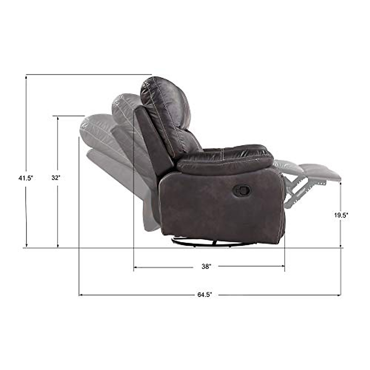 Madrona Burke Zoey Dark Graphite 84" Power Sofa with Dual Recliners, Microsuede Upholstery, and USB Charging Station