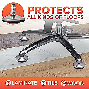 Office Chair Bell Glides Replacement, Replace Swivel Caster Wheels to Fixed Stationary Foot, Dia 7/16"(11mm) stem fit Most Office Chair, Anti-Slip Low Profile Bell Glides Feet Set of 5