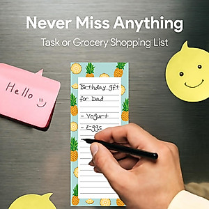 8 Magnetic Notepads - Large Notepads for Grocery List, Shopping List, To-Do List, Reminders, Recipes -Magnetic Back- Memo Notepad with Realistic Fruit Designs | 60 Sheets per Pad 9 x 3.5 inch (8 Pack)