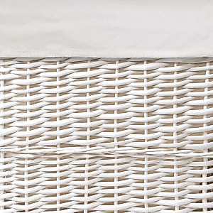 Wicker Two Laundry Hamper Set with Lids and Fabric Liners