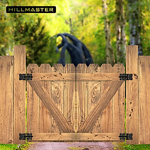 2 Pack Self Closing Gate Hinges for Wooden Fences Heavy Duty Solid Vinyl Fence Gate Closer Hinges with 22 Screws Swing Adjuster Tool 90 Degree Tension Boerboel Gate Hardware Kit Black Finish
