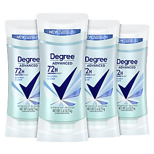 Degree Advanced Antiperspirant Deodorant 4 count 72-Hour Sweat & Odor Protection Shower Clean Antiperspirant for Women with MotionSense Technology 2.6 oz