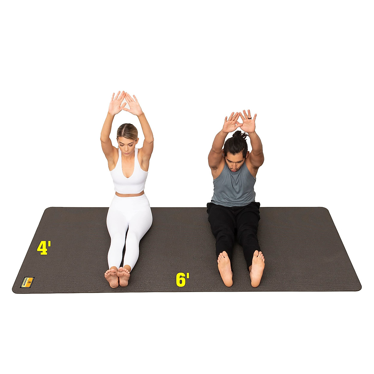 POGAMAT Premium Thick Yoga Mat - 6 ft X 4 ft x 8mm - Light Cardio Workout Mat - Extra Long Memory Foam Floor Mats for Yoga, Meditation and Stretching - Use For Any Exercise Without Shoes Black