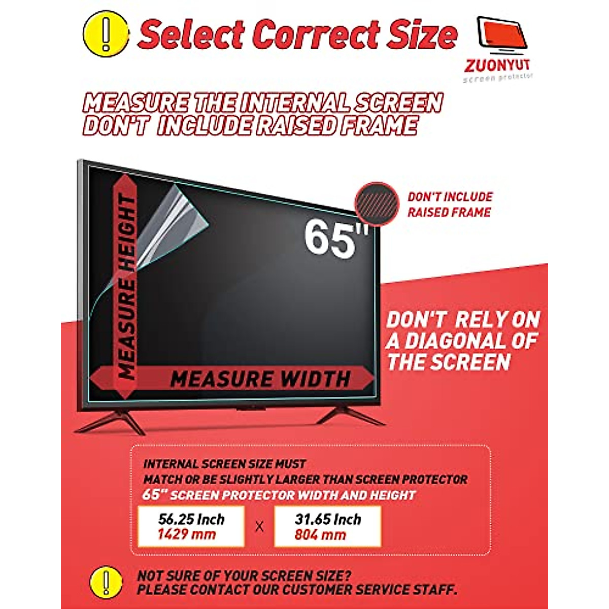 ZUONYUT Anti Glare Film for TV 65 Inch, 65 inch Anti Glare TV Screen Protector, 65 Inch Anti Blue Light Filter,LCD TV Glare Shield, Reduce Reflection and Glare, Matte Surface Anti Scratch and UV