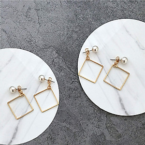 70pcs Earrings Beading Hoop Earring Finding Square Hollow Pendant for Jewelry Making DIY Crafts Art Creation Women Gift (Square)