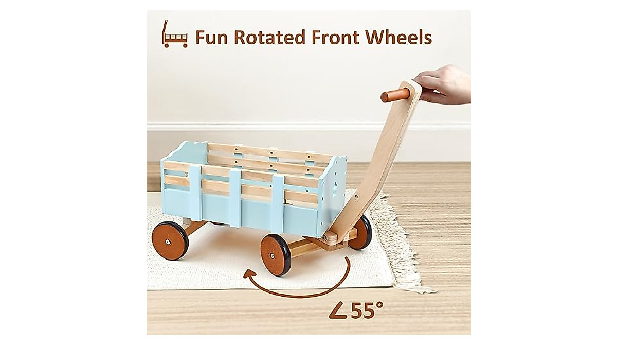 PairPear Wooden Push Wagon Toy - Fun Baby Walker