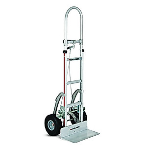 Magliner NPK13CG2C5 Aluminum Paddle Brake Hand Truck, Single Pin Handle, Extruded Aluminum Nose Plate, 10" Microcellular Foam Wheels, 500 lb Capacity, 40" Length, 12" Height, 14" Width, Silver