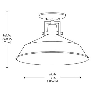 Hampton Bay Wilhelm 12 in. 1-Light Black Farmhouse Semi-Flush Mount Kitchen Ceiling Light Fixture
