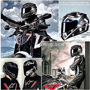 YMKJGZS Motorbike Motorcycle Modular Bluetooth Helmet DOT Approved Flip Up Front Helmets Integrated Dual Anti-Fog Visors Full Face Street Racing Helmet for Adults Men Women (14,M(57-58CM))