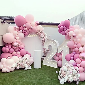 CACOLULU Double Stuffed Balloons Pastel Pink Pearl White Balloon Garland Kit 70PCS Latex Balloons 10 inch For Baby Shower Wedding Princess Birthday Party Decorations