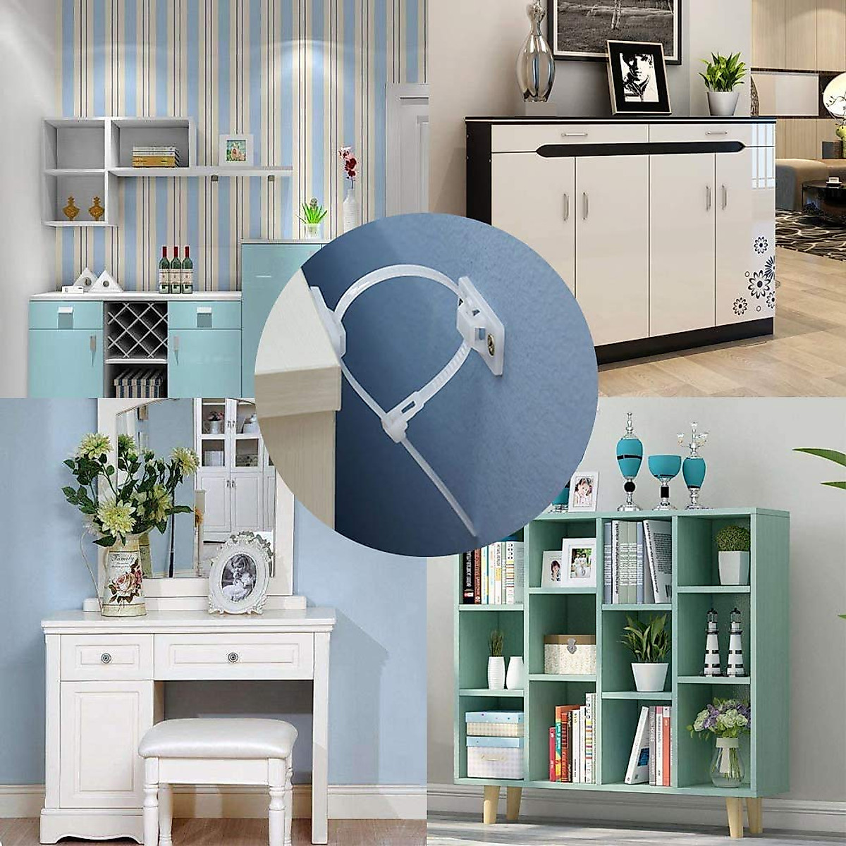 Furniture Straps (10 Pack) Wall Anchors Anti Tip Furniture Kit Furniture Wall Straps, Furniture Anchors for Baby Proofing Safety, Adjustable Nylon Straps Earthquake Resistant