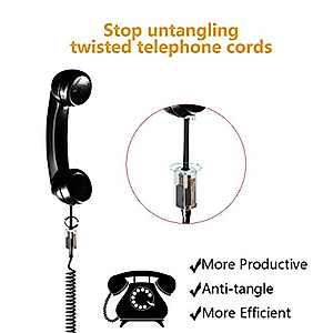 Telephone Handset Cord Detanglers,Uvital 2 Pack Landline Handset Cord Cable 10Ft Uncoiled(1.2 Ft Coiled) and 2 Pack Anti-Tangle Telephone Cord Untangler 360 Degree Rotating Swivel Cord(Black)