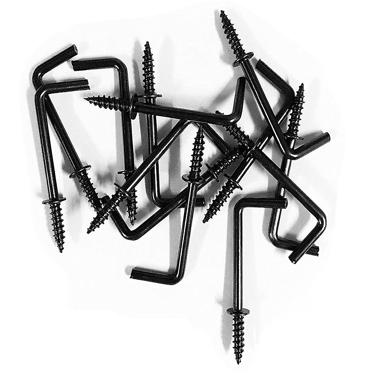 IDEALSV 2 Inch 1 Shape Screw Hooks L Shape Hooks 7 Shape Hooks Black (20 Pack)