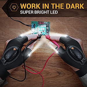 Rechargeable Flashlight Gloves Men Gifts - Led Light Glove Christmas Stocking Stuffers Birthday Fishing Gifts for Dad Women Husband Him Teens Guy Cool Gadgets Tools Stuff for Camping Running Repairing