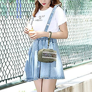 MAZEXY Cellphone Embroidered Wristlet Bag Mini Crossbody Bag Nylon Wallets Purses (GreenCanvas)