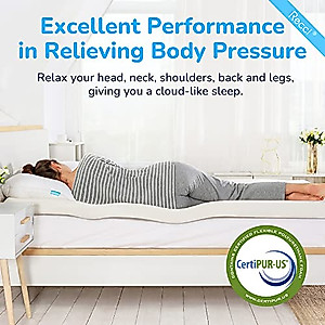RECCI 2 Inch Mattress Topper Queen, Pressure-Relieving Memory Foam Mattress Topper for Back Pain, Foam Mattress Topper with Removable & Washable Cover, CertiPUR-US Certified, Queen Size