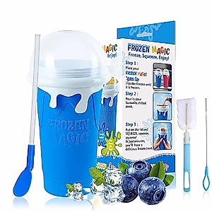 Nenkarn Slushy Maker Cup, Upgrade 17oz/500ml Slushie Cup, TIK TOK Quick Frozen Magic Cup, Double Layers Slushie Maker Cup, Fasting Cooling Make And Serve Slushy Cup For Milk Shake, Smoothies, Slushies (Blue)