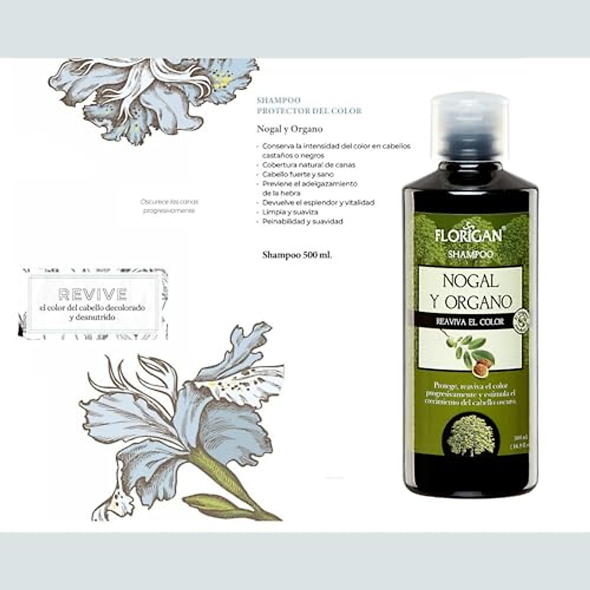 Florigan Natural Herbal Black Color Protection Shampoo Nogal y Organo 500ml