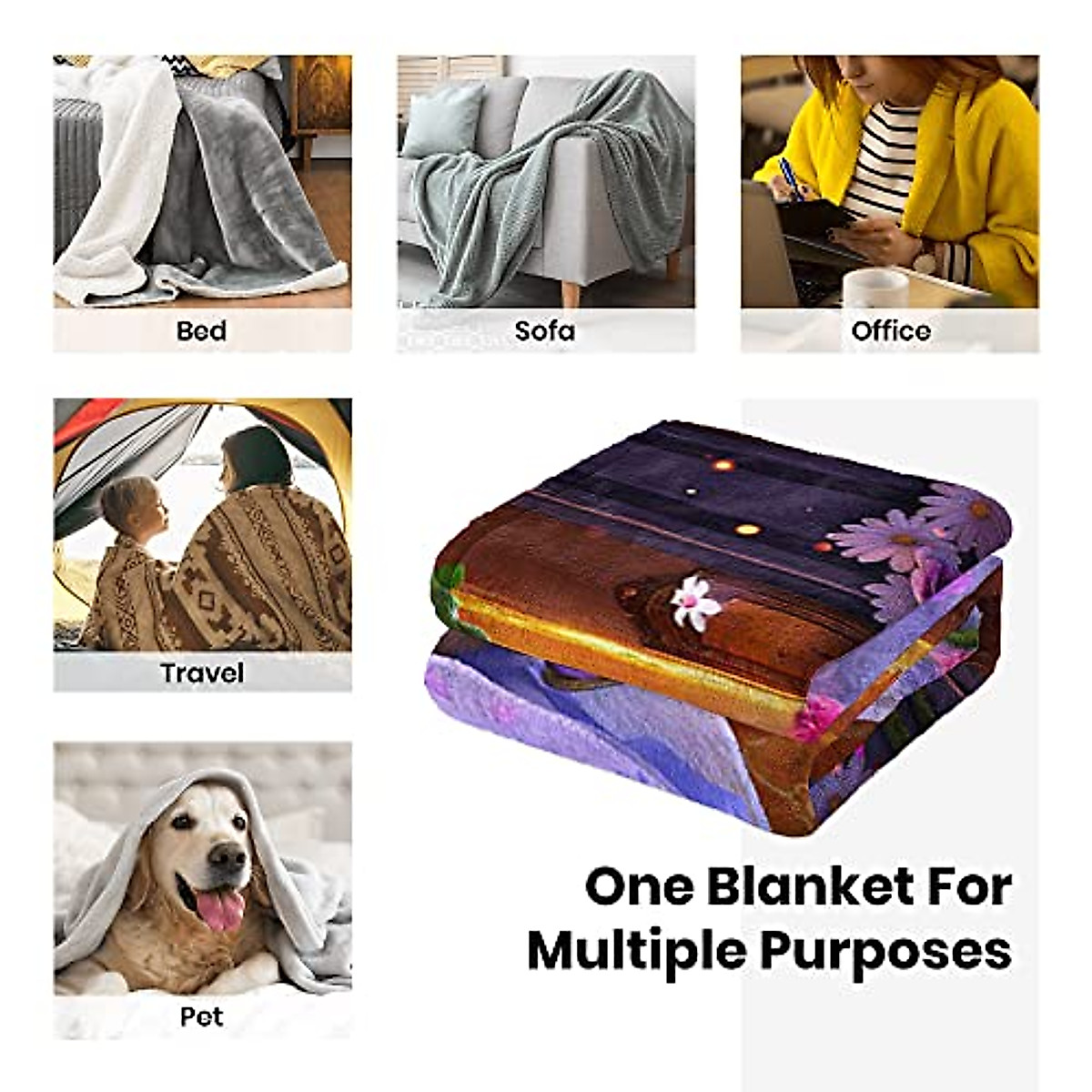 Abyx Fleece Blanket Throw Cute Lightweight Super Soft Cozy Sofa Bed Blankets Microfiber Throws for All Seasons 50''x40'' (ERSFV58-{id})