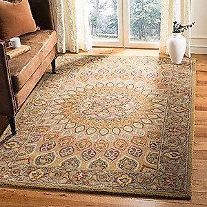 SAFAVIEH Heritage Collection Area Rug - 3'6" Round, Light Brown & Grey, Handmade Traditional Oriental Wool, Ideal for High Traffic Areas in Living Room, Bedroom (HG914A)