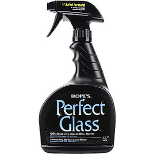 HOPE'S Perfect Glass Cleaner Spray, Streak-Free, Ammonia-Free Window, Mirror, Screen, Tinted Glass, and Shower Door Cleaner, Indoor and Outdoor Glass Surfaces, 32 Fl Oz, Pack of 1