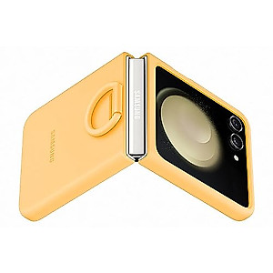 SAMSUNG Galaxy Z Flip5 Silicone Phone Case with Ring, Clear Protective Cover with Soft Matte Finish, Secure Finger Grip, Stylish, Smooth Design, International Version - (Apricot)