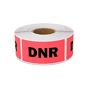 300 DNR Label Stickers, 1 x 2 Inch Do Not Resuscitate Sticker Chart Medication DNR Prescription Labels Veterinary Medical Pharmacy File Folder Medical Rx Vet Tech - 1 Pack of 300 Labels