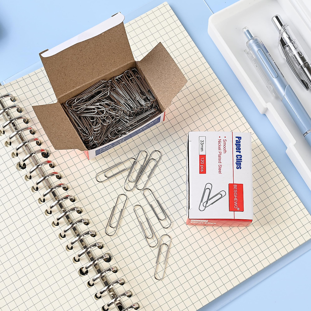 Paper Clips 720 pcs, Paper Clips Medium Size, Paperclips Office Supplies, No.1 Smooth Paper Clips Standard Size(6 Boxes of 120 Each)