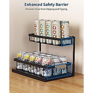 Zyerch 2 Pack Under Sink Organizer,Metal Pull Out Kitchen Cabinet Organizer with Sliding Drawer,Sturdy Multi-Functional for Bathroom Organization,Black