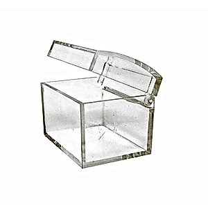 Clear Acrylic Box with Hinged Lid; Small Treasure Chest Shape Container with Bonus Perfume Studio Pure Parfum 2ml Sample. (3 Units)