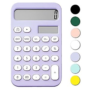 Cute Desk Calculator, Basic Desktop Calculator, 12 Digit Pocket Calculators Desktop with Large LCD Display for Office Home and School (Purple)