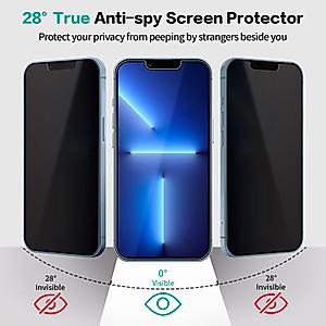 QUESPLE [2 Pack] Anti Spy Privacy Screen Protector for iPhone 13 Pro Max (6.7 ''), True 28° Anti Peeping-[Easy Installation Frame] Privacy Tempered Glass Film