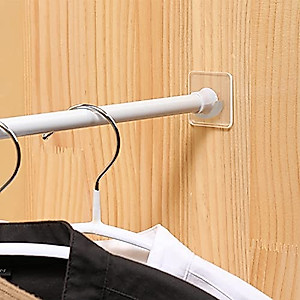 Kakalote 2Pcs Adhesive Shower Curtain Rod Holders,Durable ABS Shower Rod Mount Retainer for Wall No Drilling,Stick On Tension Rod Wall Mount Holder,Easy to Install,Bathroom Accessories(Clear)