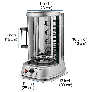 Flexzion Vertical Rotisserie Oven Grill - Countertop Shawarma Machine Kebab Electric Cooker Rotating Oven, Stainless Steel Roaster w/Bake Ware Kebob Skewers Stain Resistant Rotisserie Machine