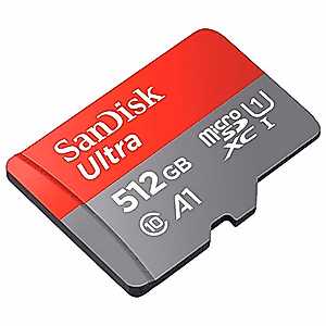 SanDisk 512GB Ultra MicroSDXC UHS-I Memory Card with Adapter - 100MB/s, C10, U1, Full HD, A1, Micro SD Card - SDSQUAR-512G-GN6MA