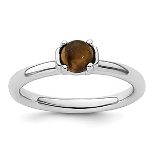 IceCarats 925 Sterling Silver Tigers Eye Stackable Ring Gemstone Band Size 6