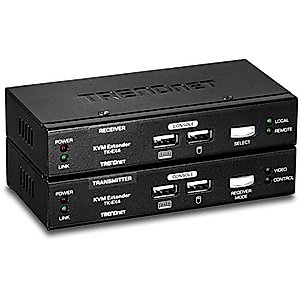 TRENDnet KVM Extension Kit, Extend Keyboard/Video/Mouse Controls, up to 100 Meters (328 ft.), Hot-Keys, Transmitter, Receiver, PS/2, VGA, TK-EX4