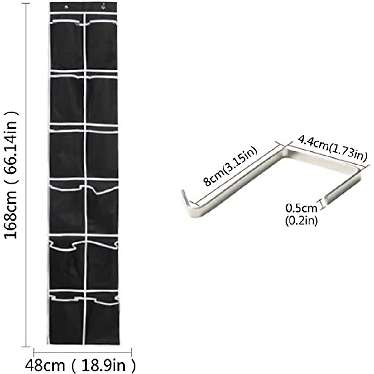 Large Capacity Storage Bags Door Hanging Shoe Storage Bag 12 Mesh Pockets Hanging Shoe Rack Holder Behind The Door with 2 Metal Hook Doors