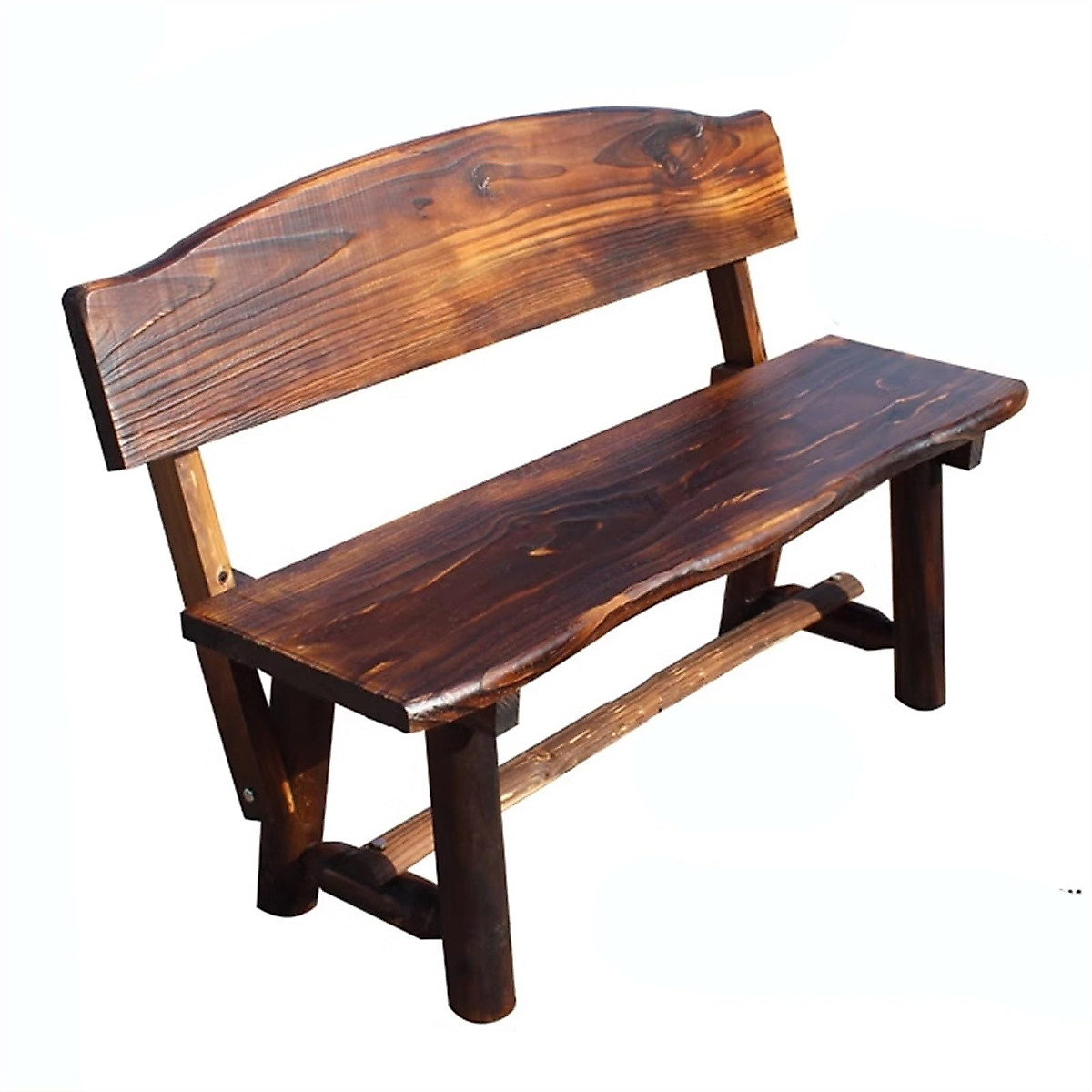 ARINAL Outside Bench Outdoor Patio Bench, Durable Carbonized Wooden Garden Bench with Backrest, 3-People Country Style Outdoor Seat for Garden, Courtyard, Backyard Outdoor Garden Bench (Size : 120cm)